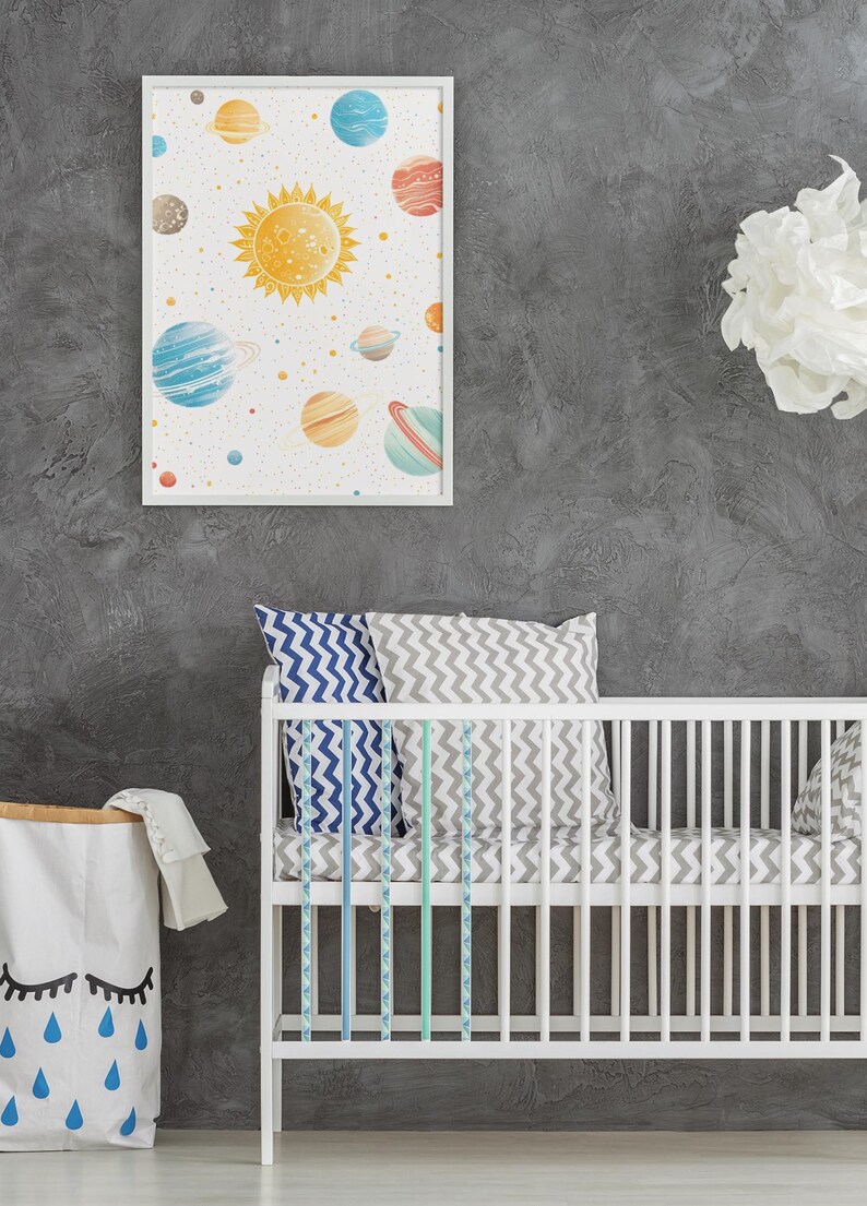 Solar System Print, Planets Wall Art, Space Nursery Decor, Educational ...