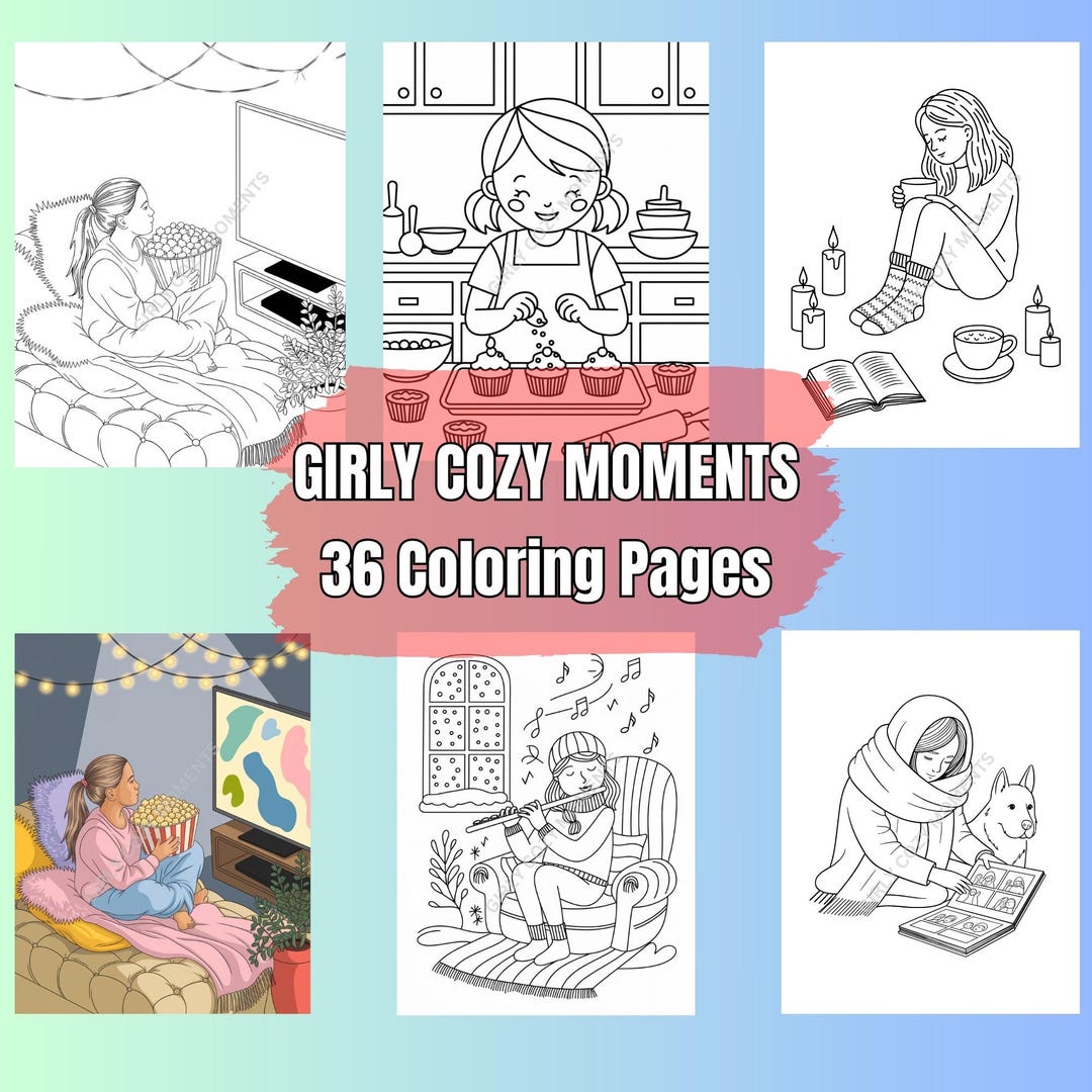 Girly Cozy Moments – Girl Moments Coloring Book – Cozy & Relaxing ...