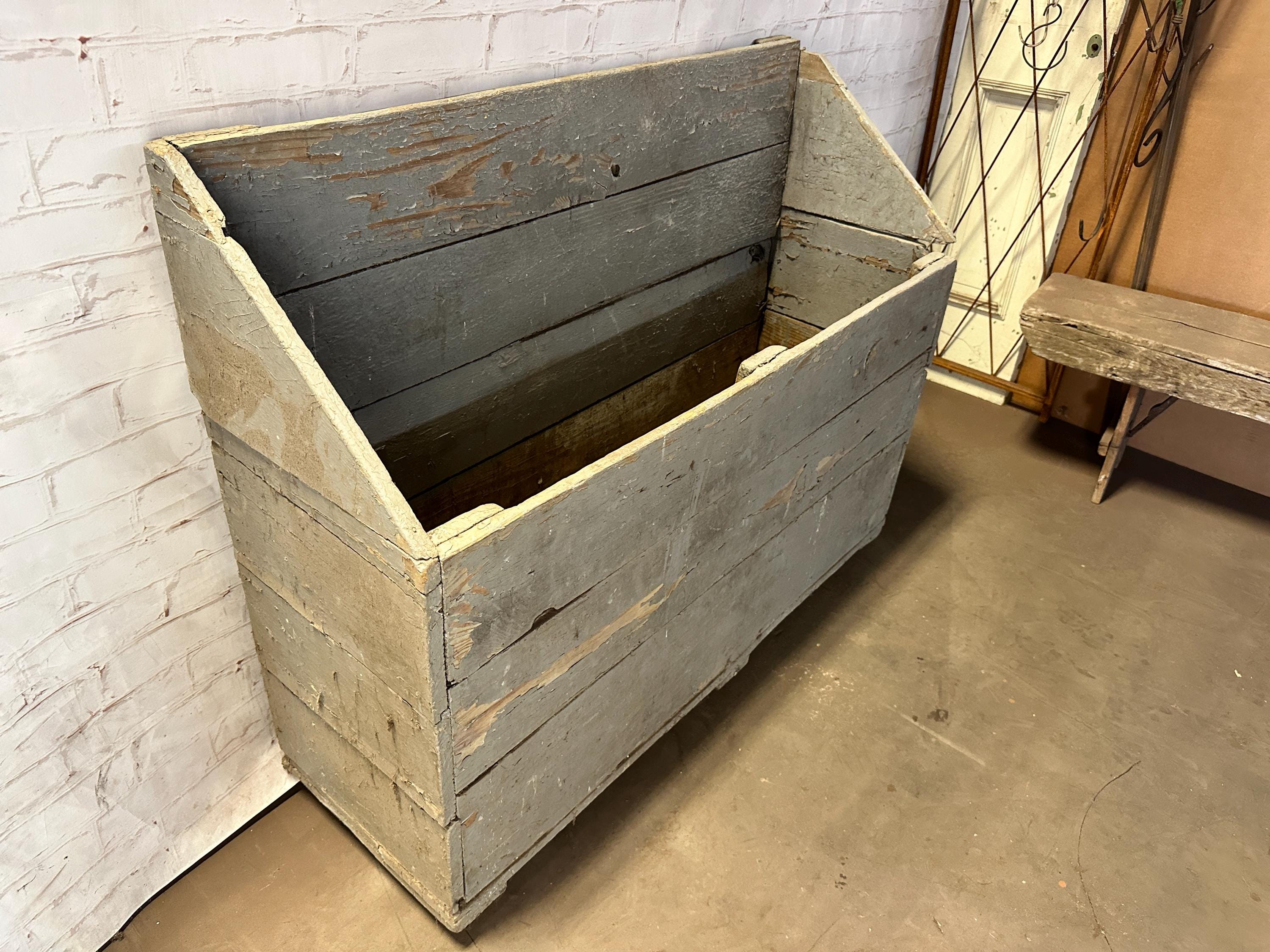 Old Gray Painted Kindling Wood Box - Rustic Furniture - Primitive ...