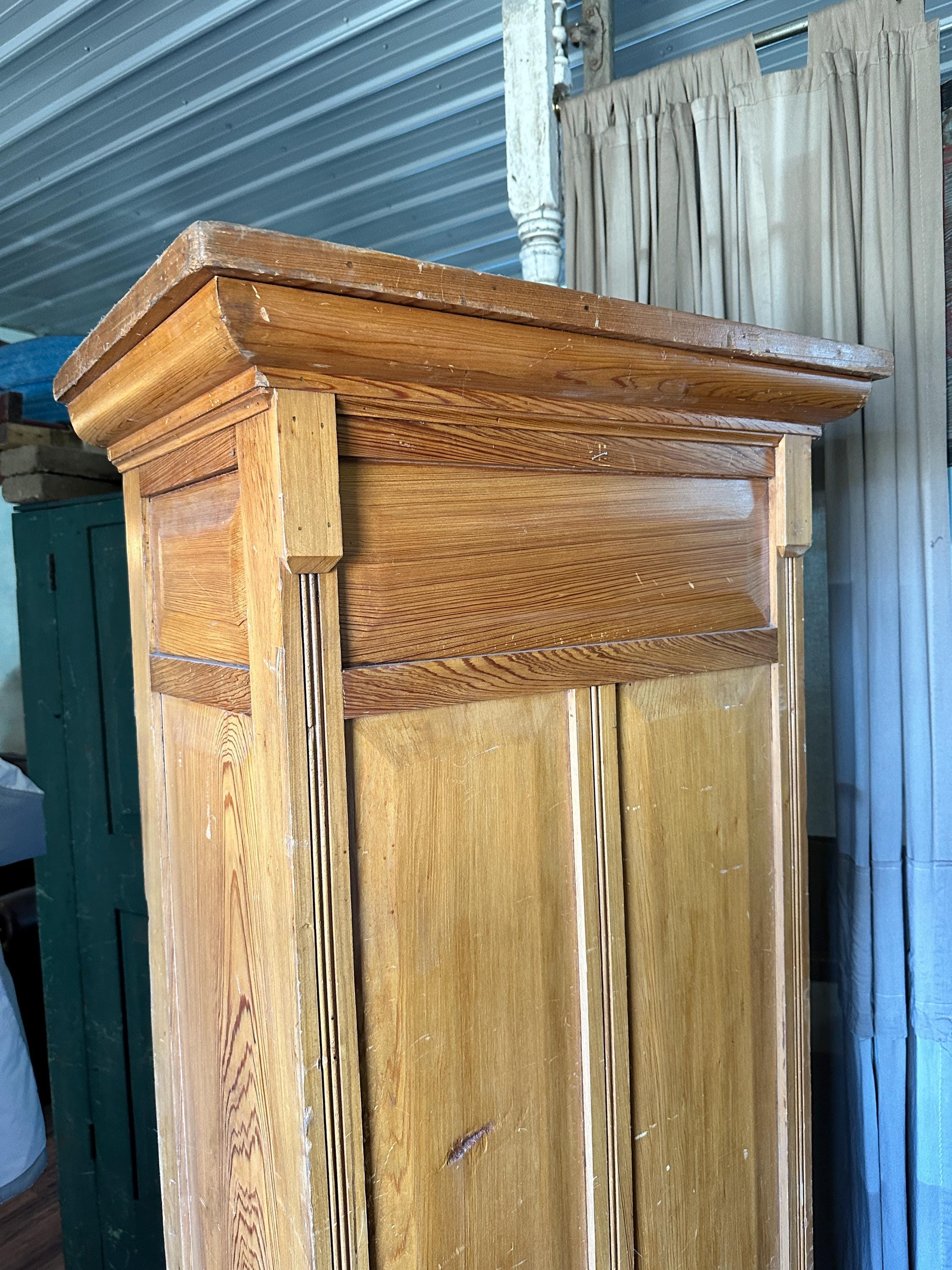 73in Tall - 100 Year Old Pumpkin Pine Cupboard - Varnished Surface ...