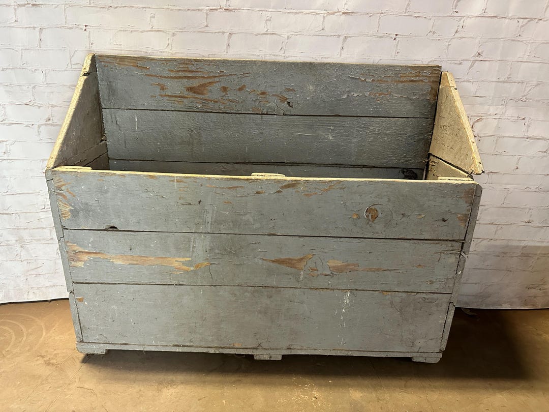 Old Gray Painted Kindling Wood Box - Rustic Furniture - Primitive ...