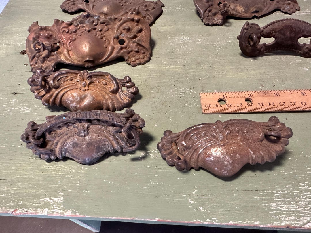 9 Old Dresser Drawer Pulls, Rustic Restoration Chest, Primitive Antique ...