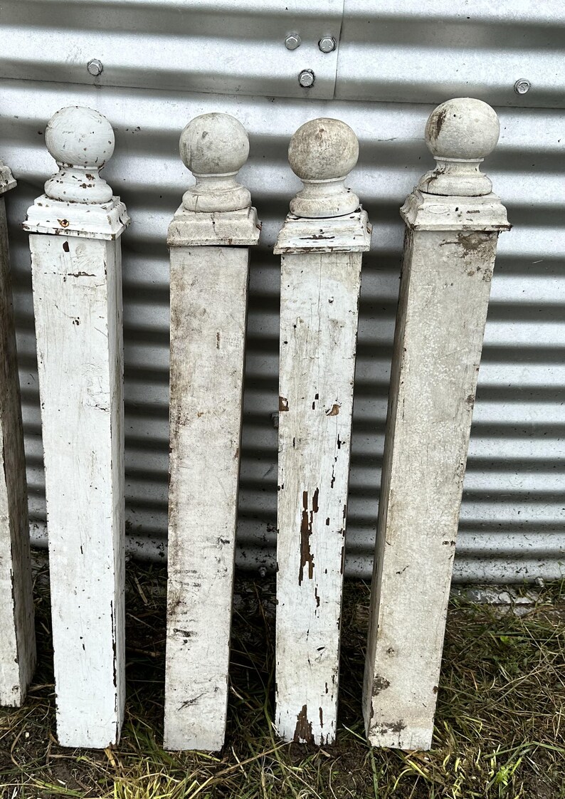 4 White Wood Fence Posts Trim Rustic Part - Rustic Primitive Antique ...