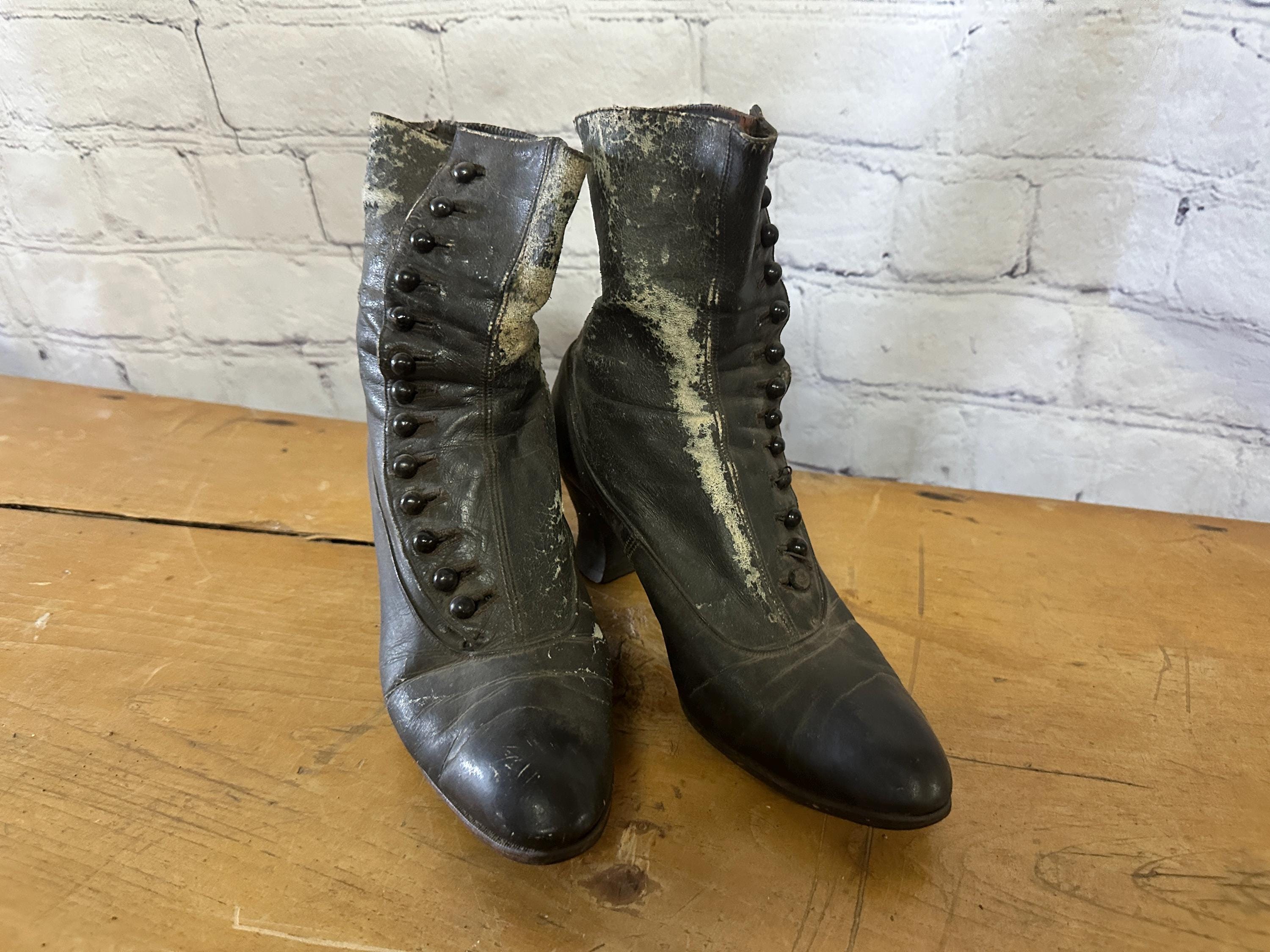 100yr Ladies Button Shoes - Rustic Primitive Antique Relic - Country ...