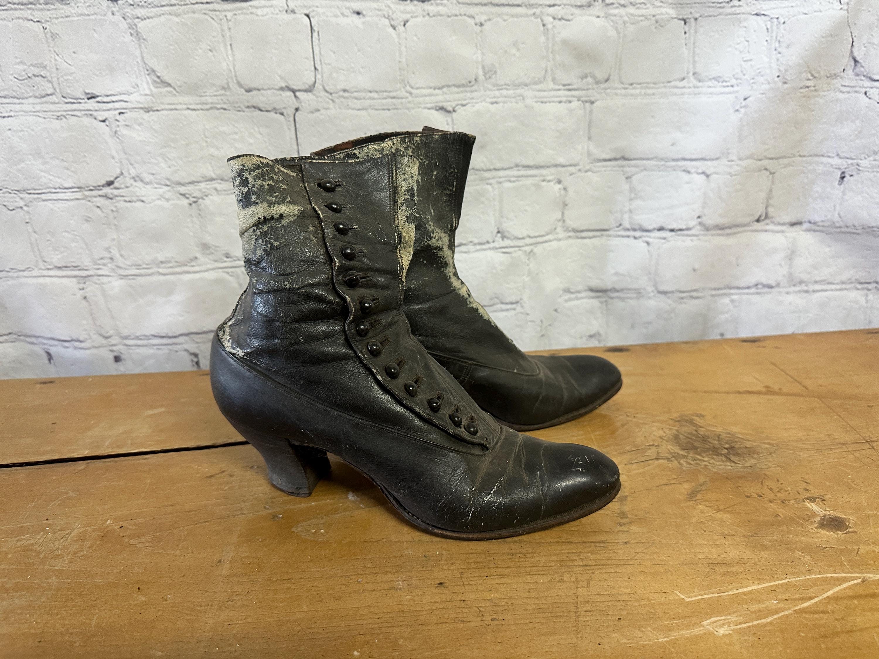 100yr Ladies Button Shoes - Rustic Primitive Antique Relic - Country ...
