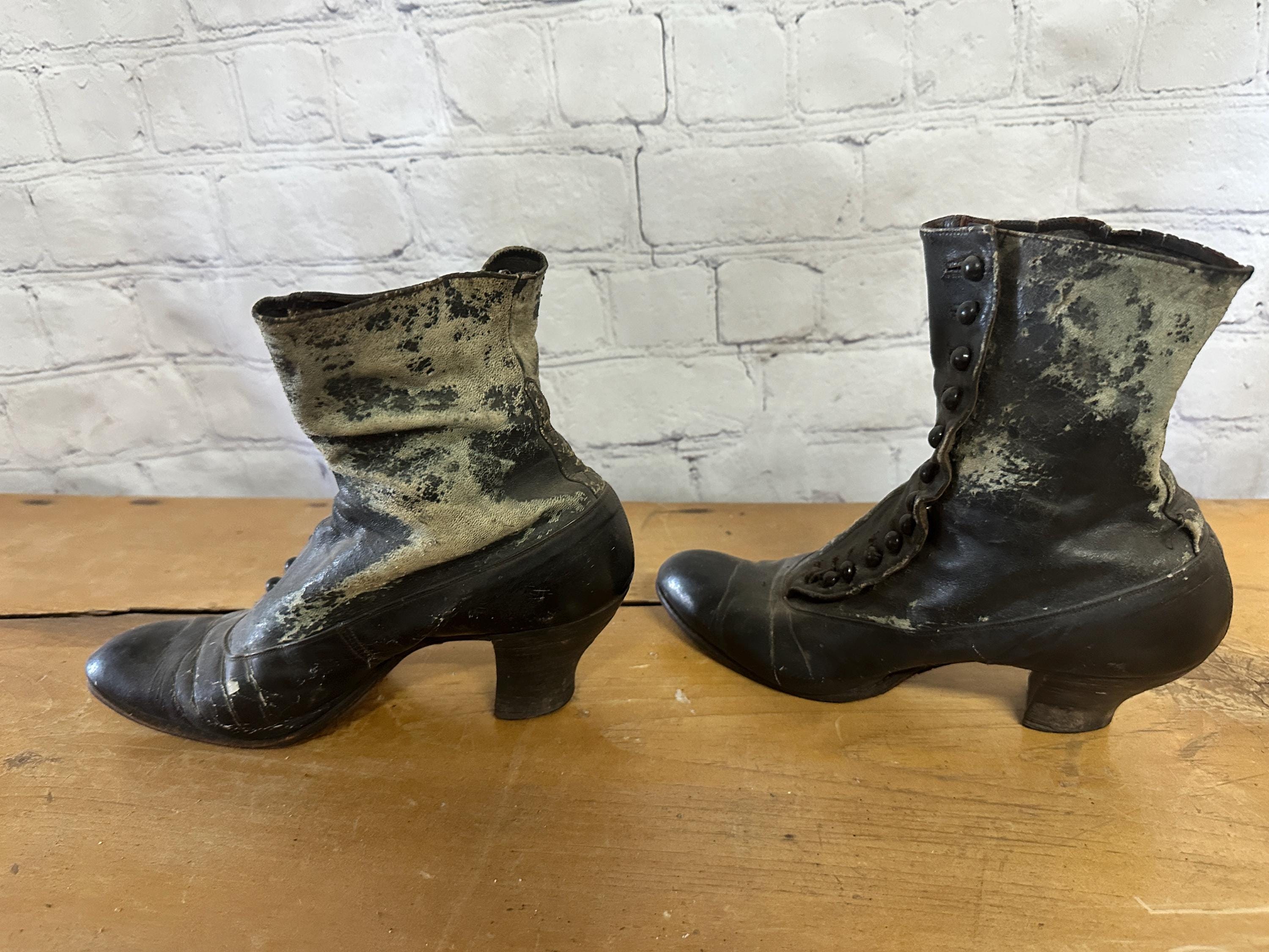 100yr Ladies Button Shoes - Rustic Primitive Antique Relic - Country ...