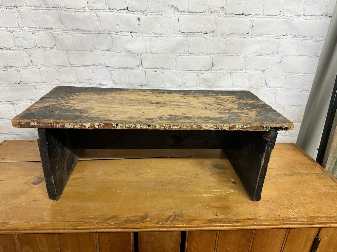 Worn Wood Bench or Step - Rustic Pine Primitive Antique Handmade Wooden ...