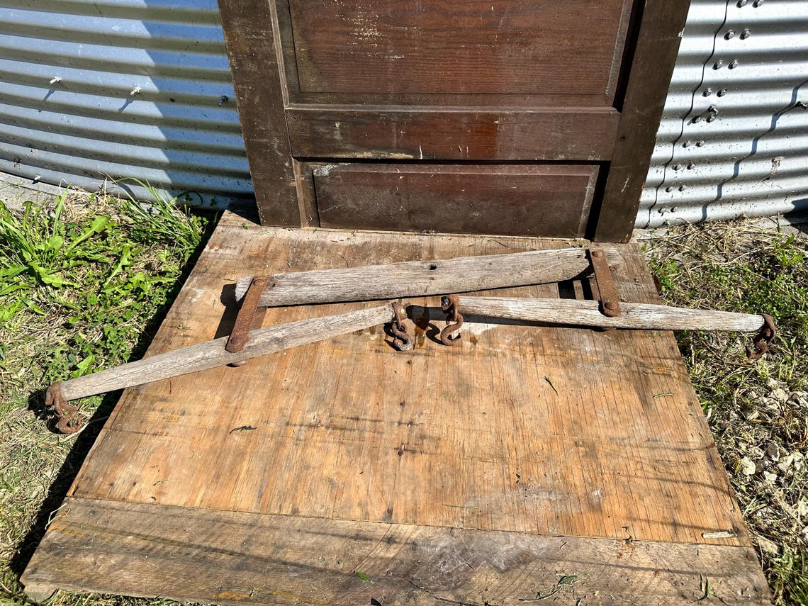 Vintage Horse Ox Harness Yoke Hanger Hooks, Cattle, Plant Holder ...