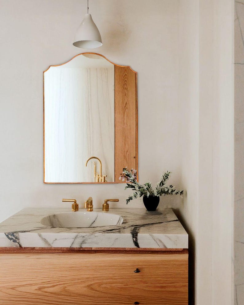 Chateau Brass Mirror : Scalloped Mirror, Asymmetrical Bathroom Mirrors ...
