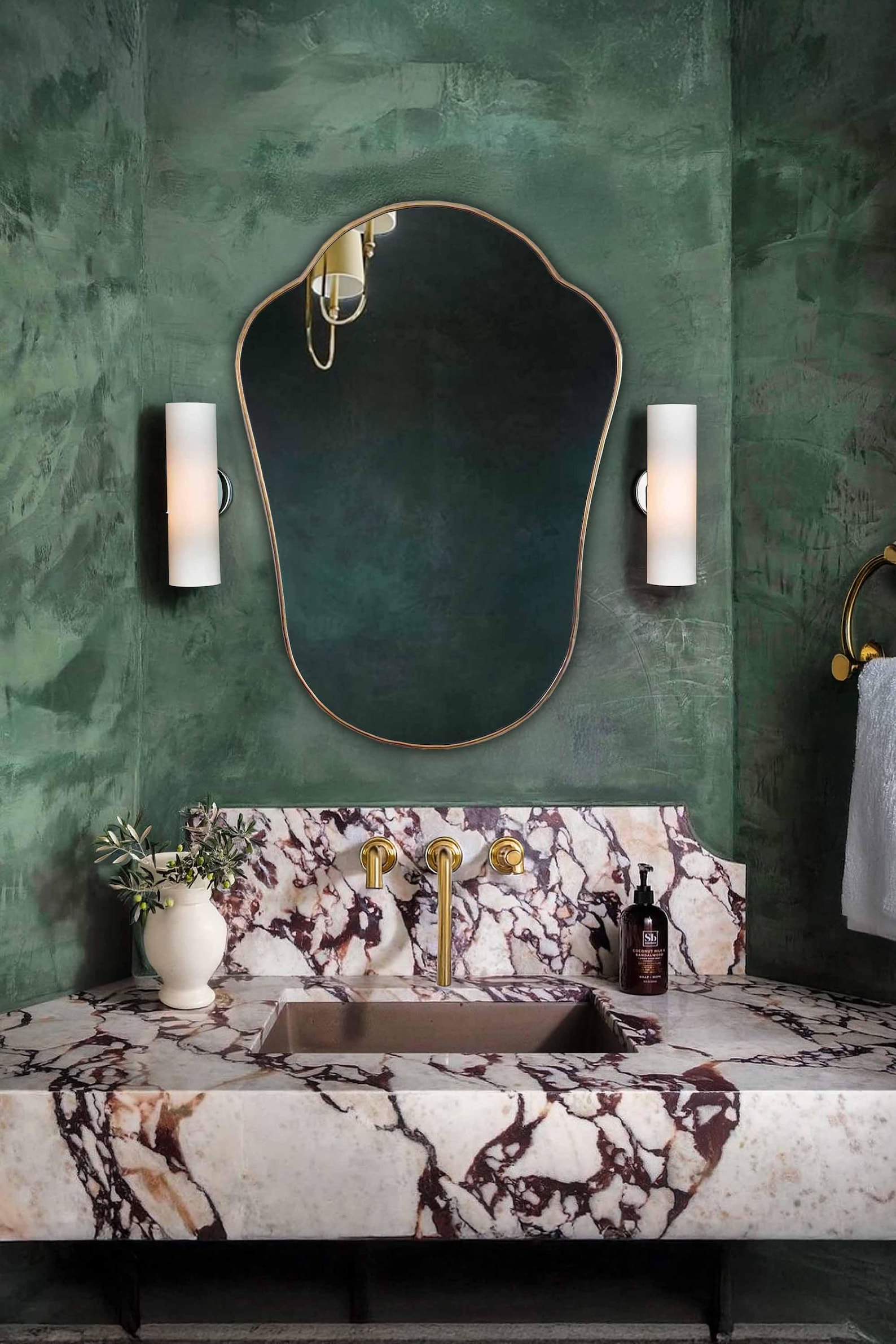Bathroom Mirror - Italian Style Shield Wall Brass Mirrors , Vanity ...