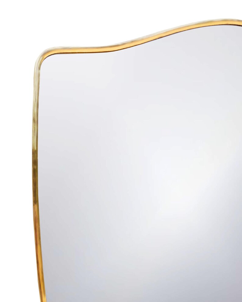 Unlacquered Brass Shield Mirror: Modern Vanity Wall Mirror - Etsy