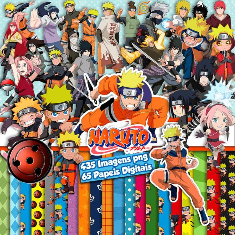 Super Kit Digital Naruto Uchiha PNG and JPG, Digital Paper, Scrapbook ...