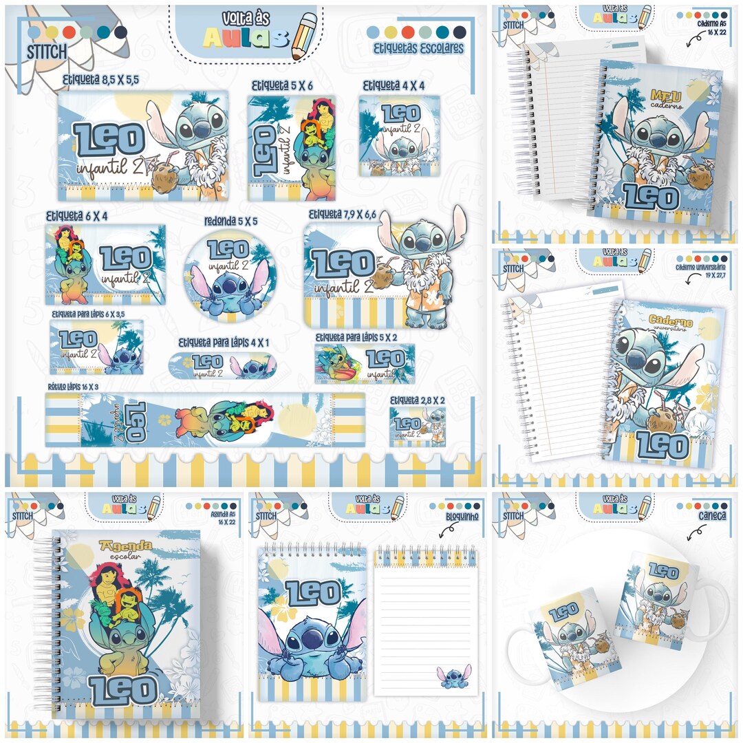 Stitch Boy Back to School Kit School Labels, Notebook, Notepad, Diary ...