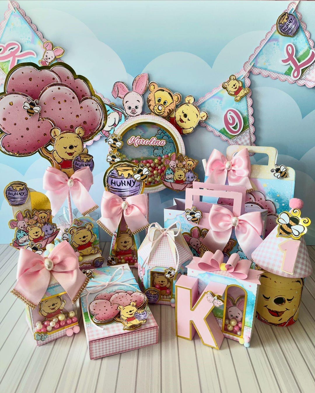 WINNIE THE POOH Printable Package, Personalized Souvenir Boxes, Digital ...