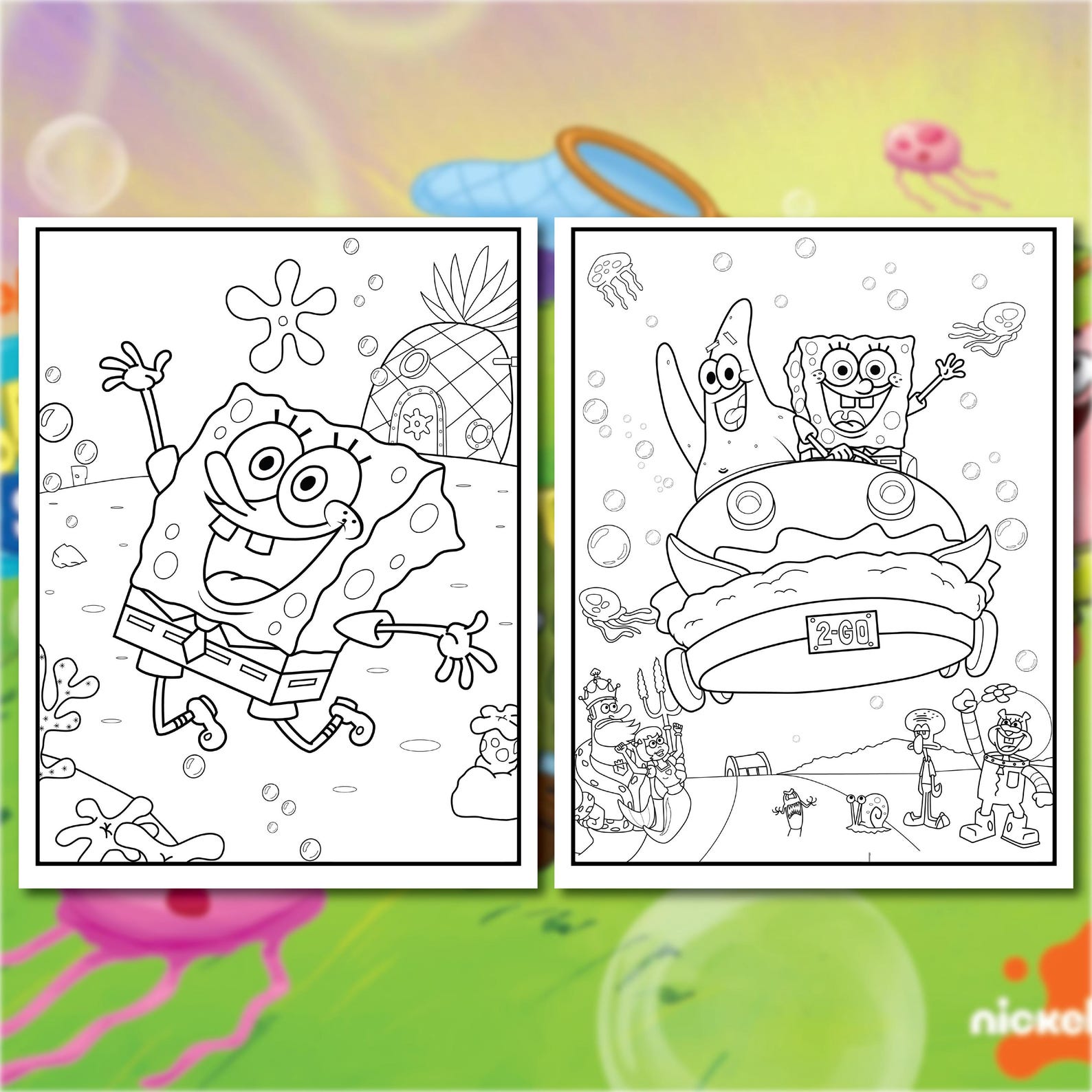Spongbob Coloring Page, 10 Pcs Page, A4 Sıze Pdf Download, Kids ...