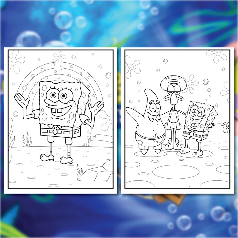 Spongbob Coloring Page, 10 Pcs Page, A4 Sıze Pdf Download, Kids ...