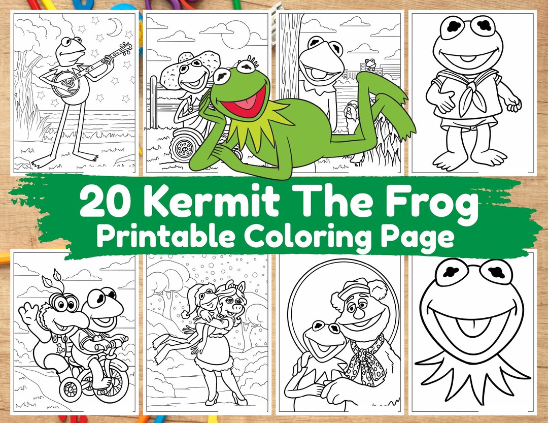 Kermit the Frog Coloring Pages | 20 Printable Sheets | A4 Digital PDF ...