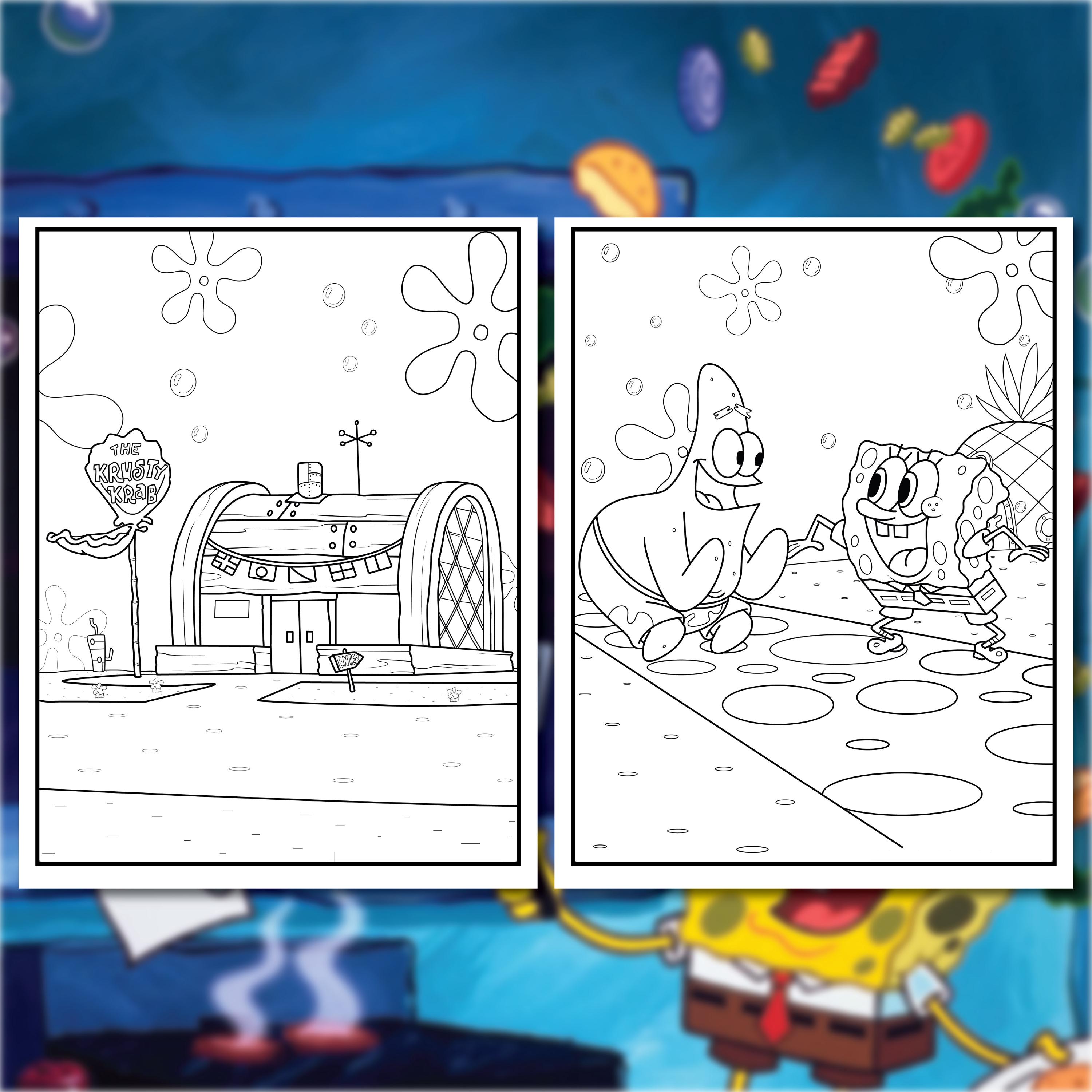 Spongbob Coloring Page, 10 Pcs Page, A4 Sıze Pdf Download, Kids ...