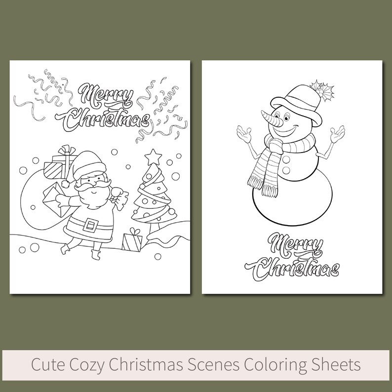 Cozy Christmas Coloring Pages, Cute Christmas Spaces Coloring Sheets ...