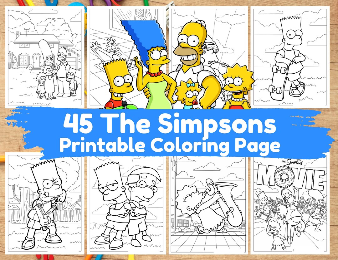 45 Simpsons Coloring Pages | Funny Cartoon Printables | Digital PDF for ...
