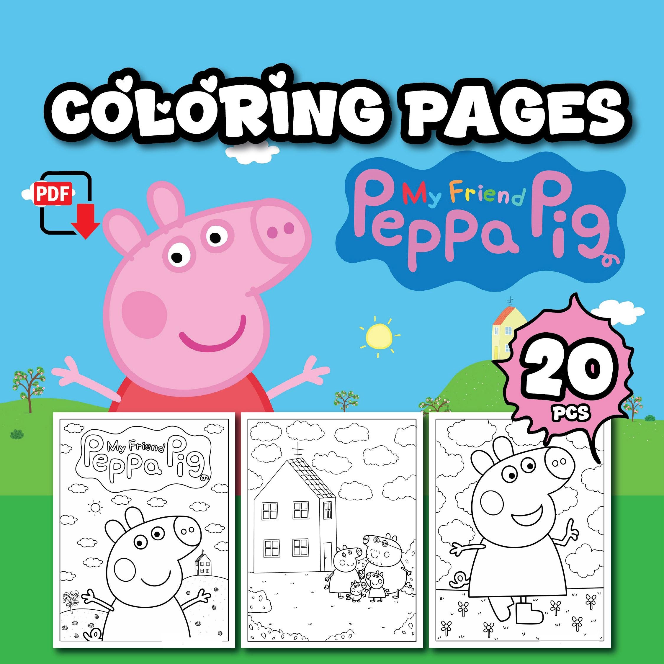 Peppa Pig Coloring Page,10 Pcs,a4 Sıze Pdf Download,kids Coloring ...