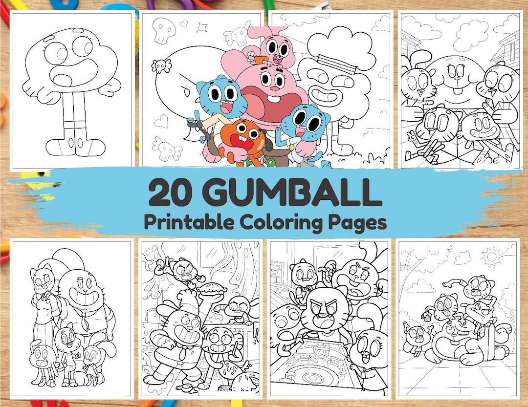 Gumball Coloring Pages | 20 Printable PDF Sheets | Fun Cartoon Art | A4 ...