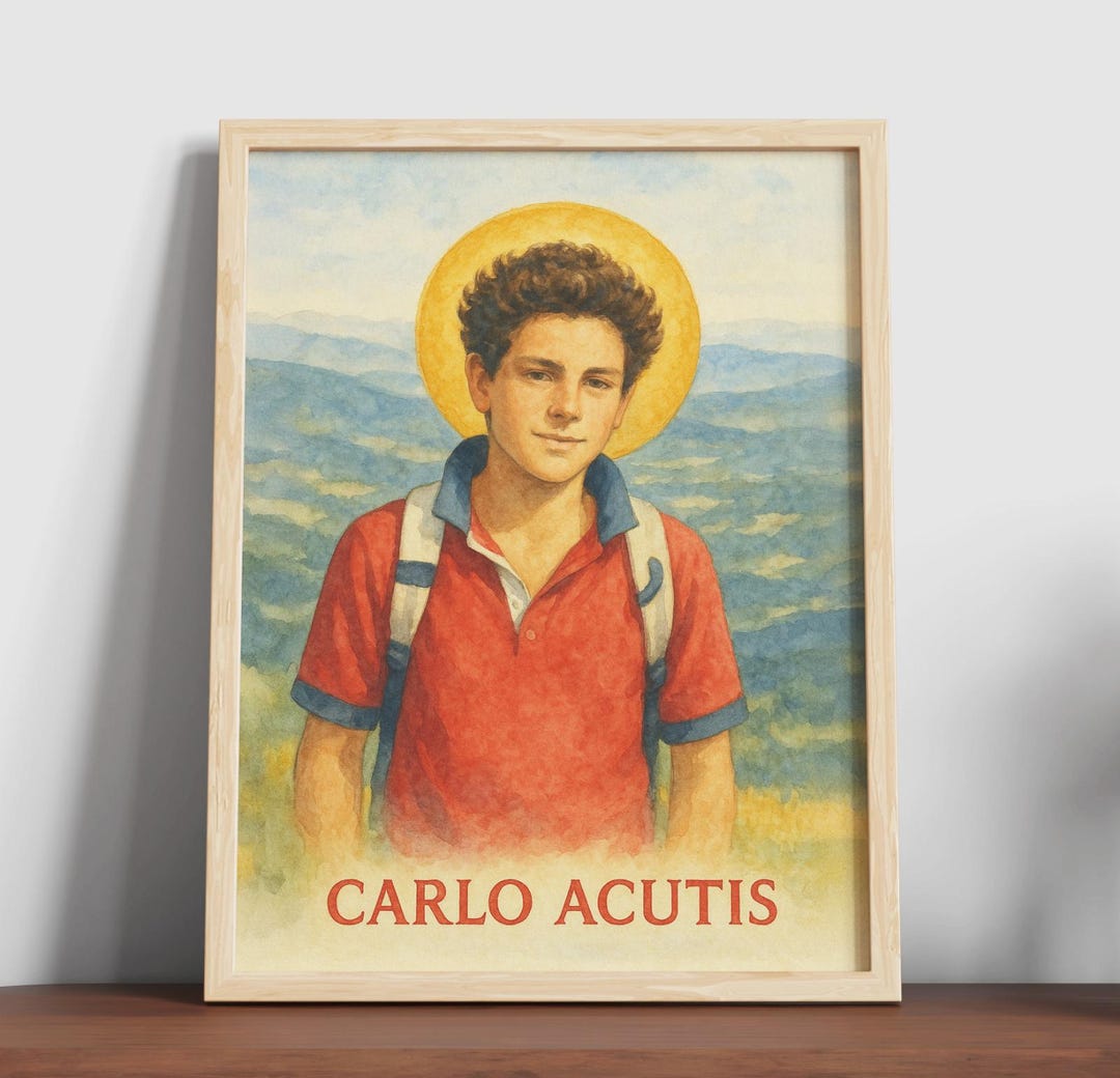 Beato Carlo Acutis Portrait, DIGITAL PRINT, Catholic Art, Modern Saint ...