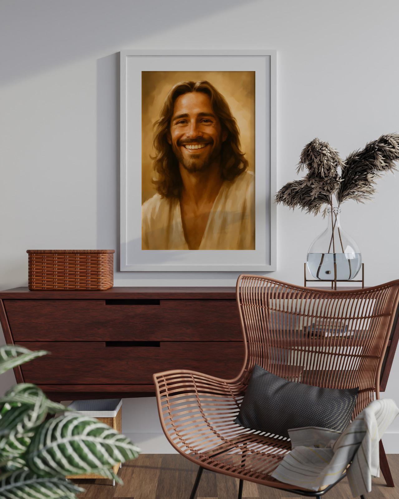 Smiling Jesus Portrait: Catholic Christian Wall Art (digital Print) - Etsy