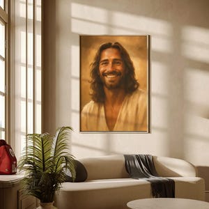 Smiling Jesus Portrait: Catholic Christian Wall Art (digital Print) - Etsy