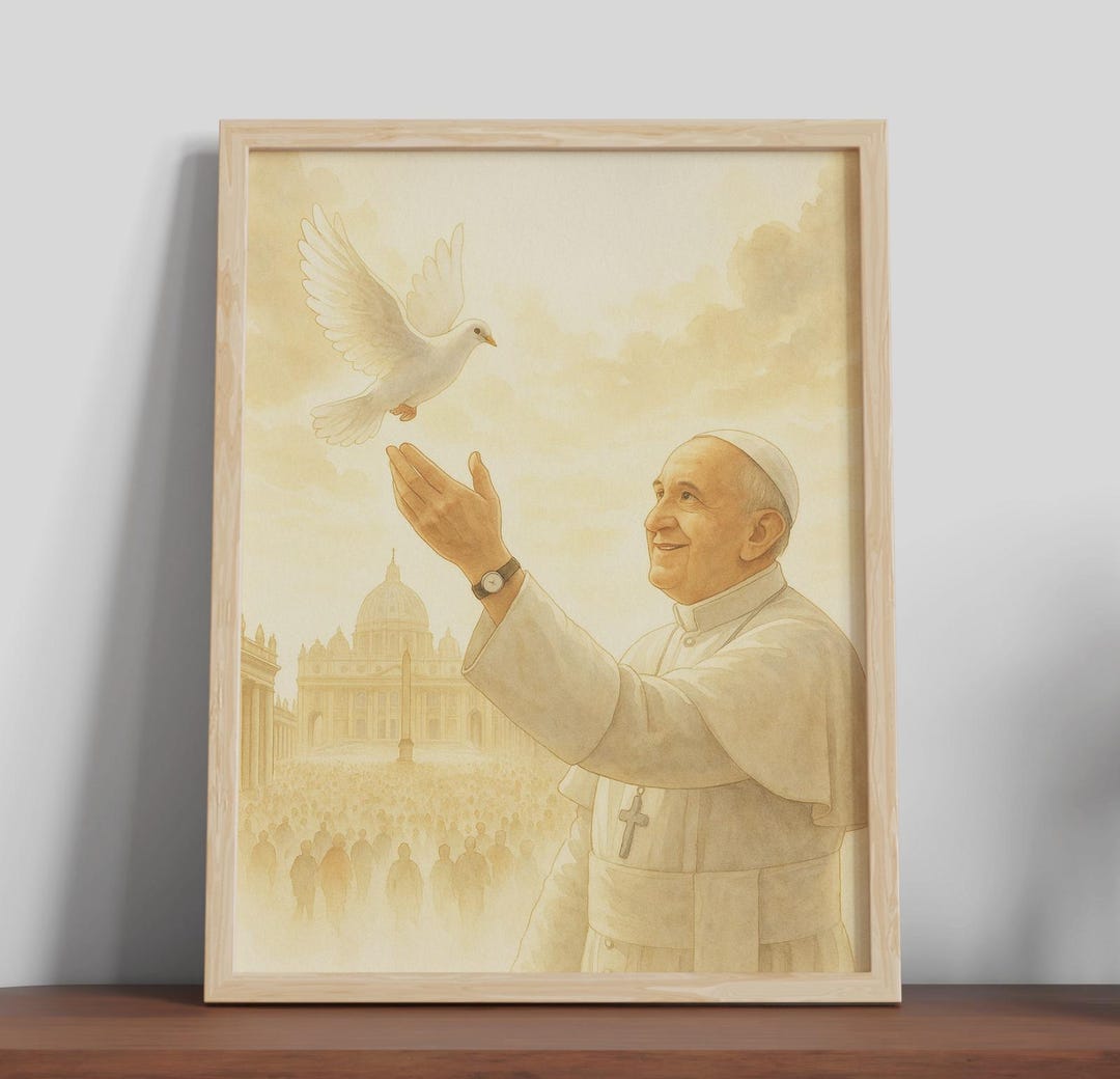 Pope Francis Art Print: Vatican Blessing With Dove (digital Download ...
