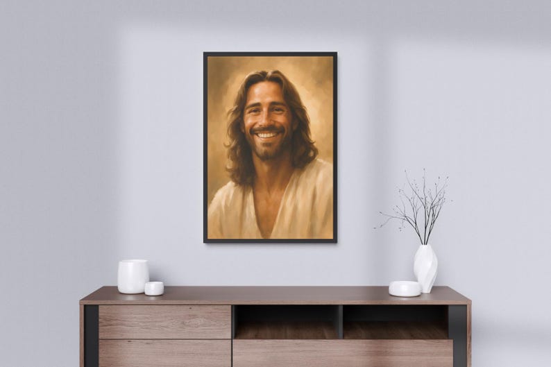 Smiling Jesus Portrait: Catholic Christian Wall Art (digital Print) - Etsy