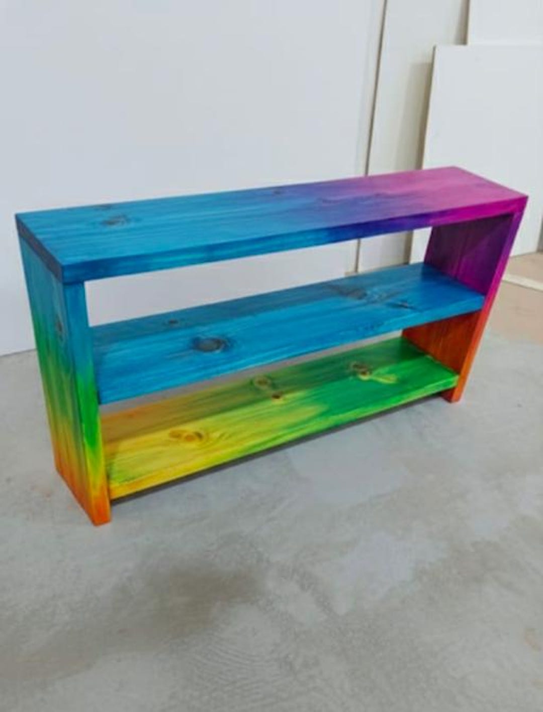 Rustic Colorful Entryway Wooden Console, Rainbow Console Table - Etsy