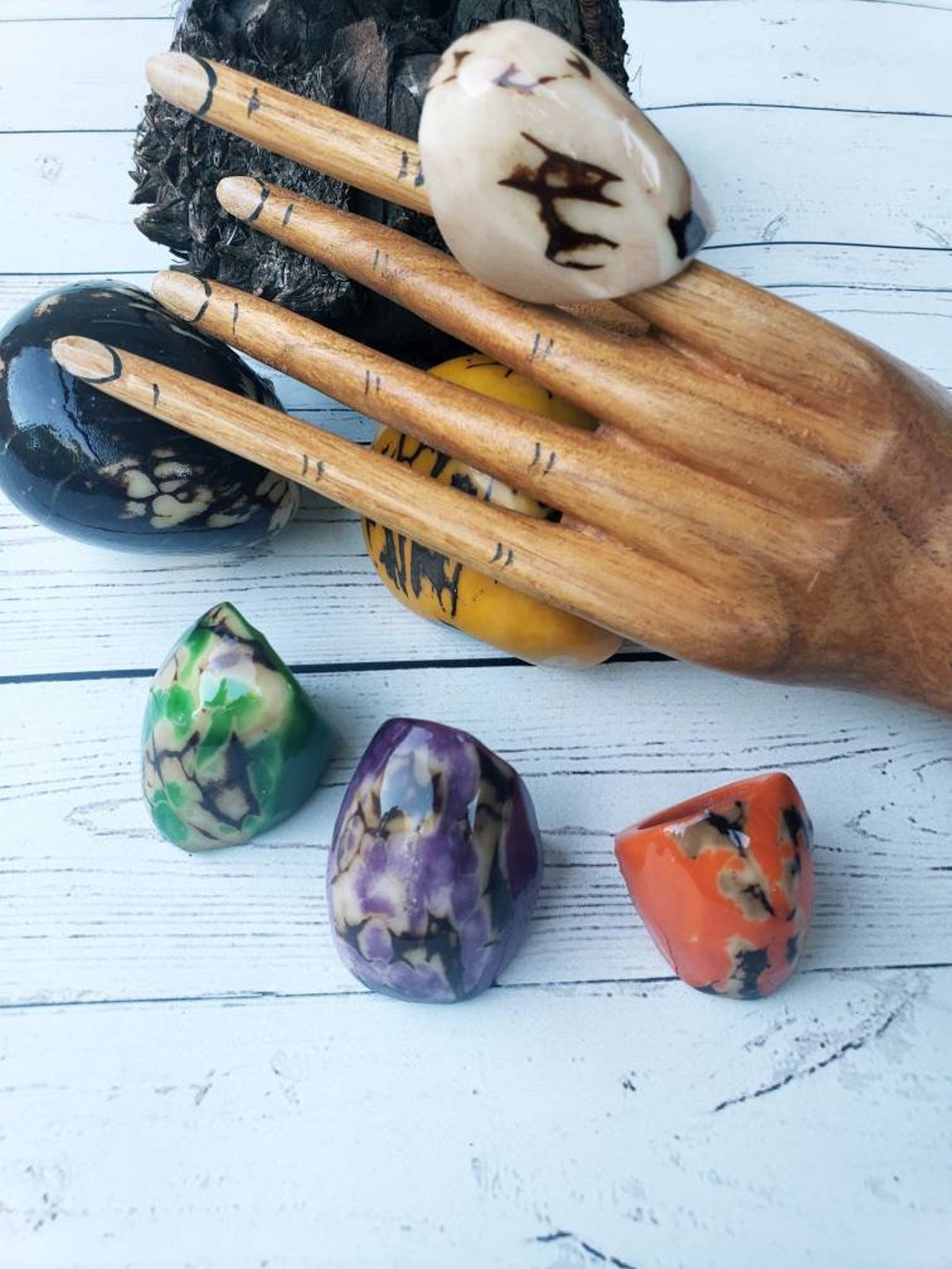 Tagua Nut Rings SIZE 6/ Rustic Rings/chunky Rings/nut Wooden Rings/ Raw ...