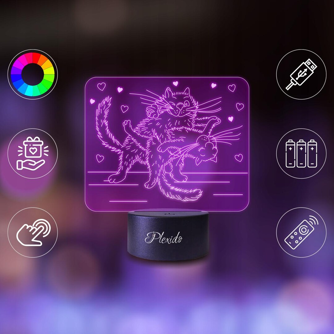 Night Light 3D LED Dancing Cats Cute Gift - Etsy