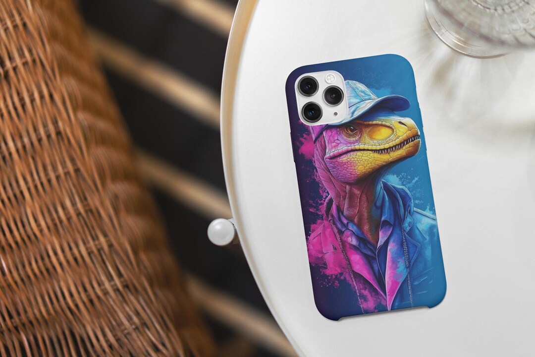 Velociraptor With Baseball Cap Watercolor Art, Dinosaur Phone ...