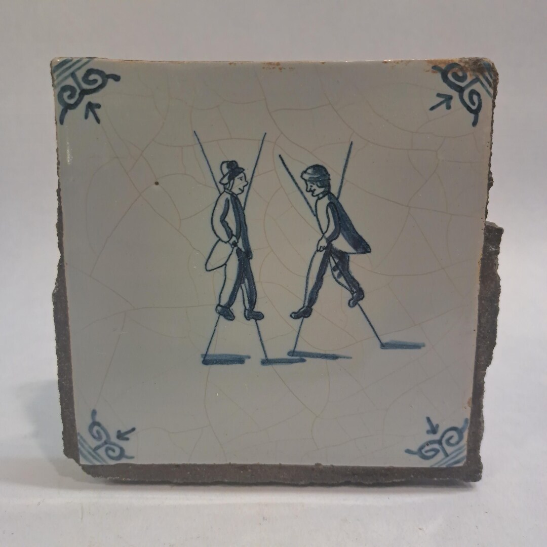 Antique Delft Blue Tile Stilt Walkers - Etsy