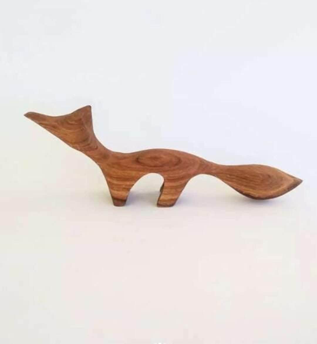 Hand-carved Wooden Fox Figurine - Etsy