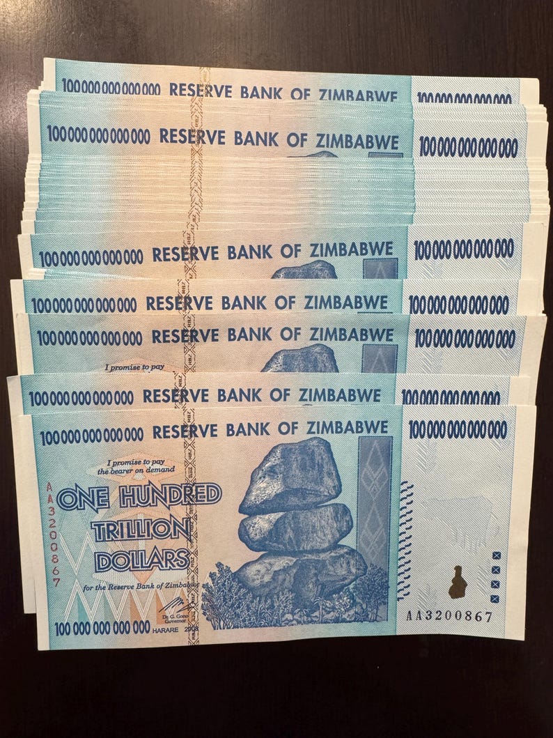100 Trillion Zimbabwe Note - Etsy