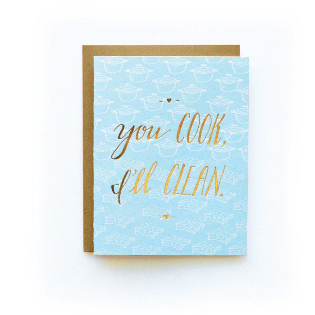 You Cook, I'll Clean - Letterpress Card - Etsy