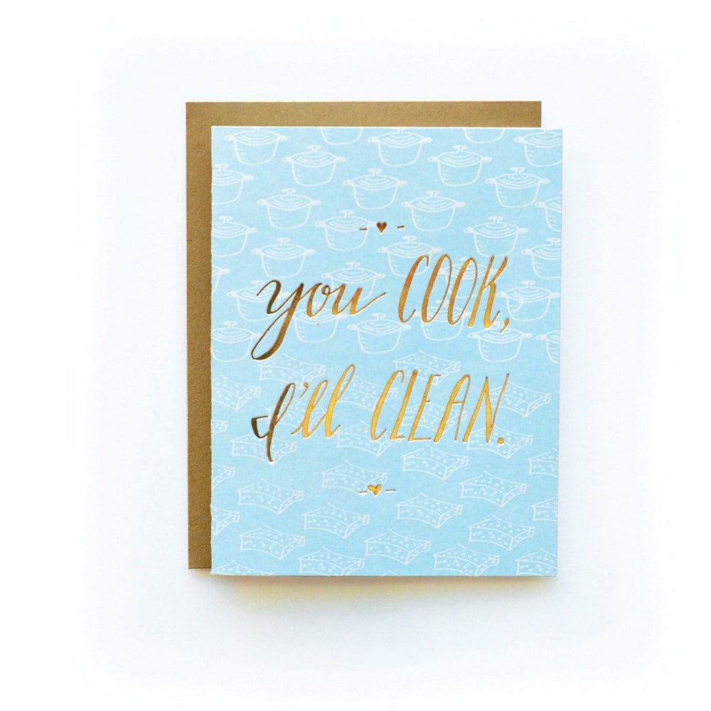 You Cook I'll Clean Letterpress Card - Etsy