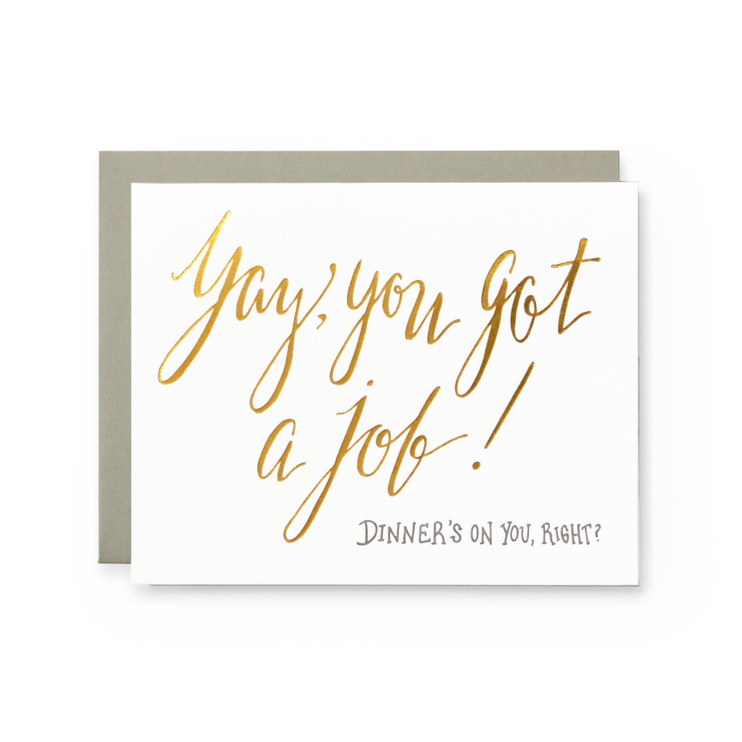 Yay Job Letterpress Card - Etsy