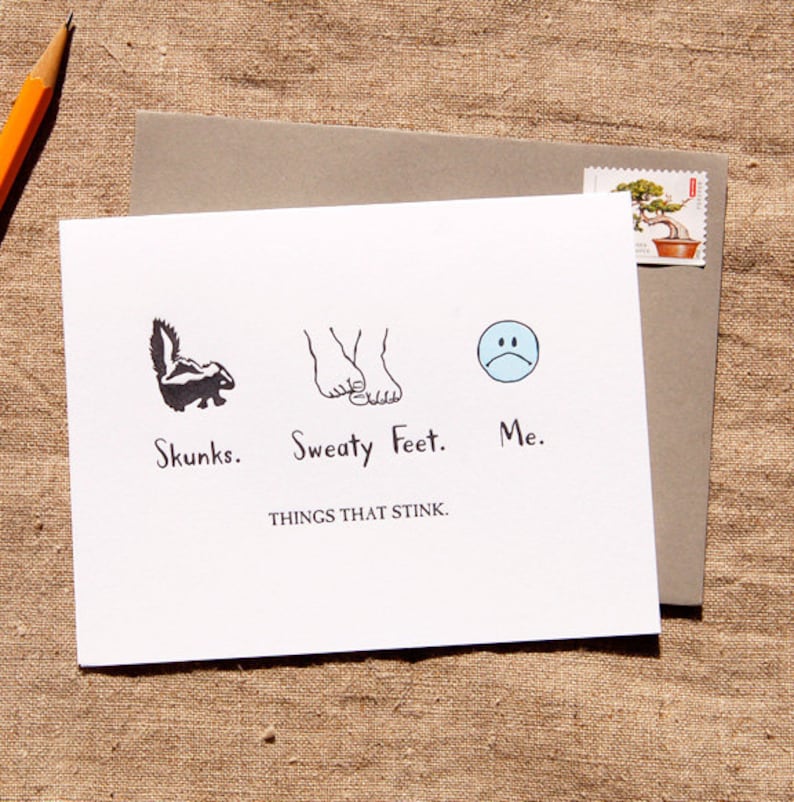 I Stink Letterpress Card - Etsy