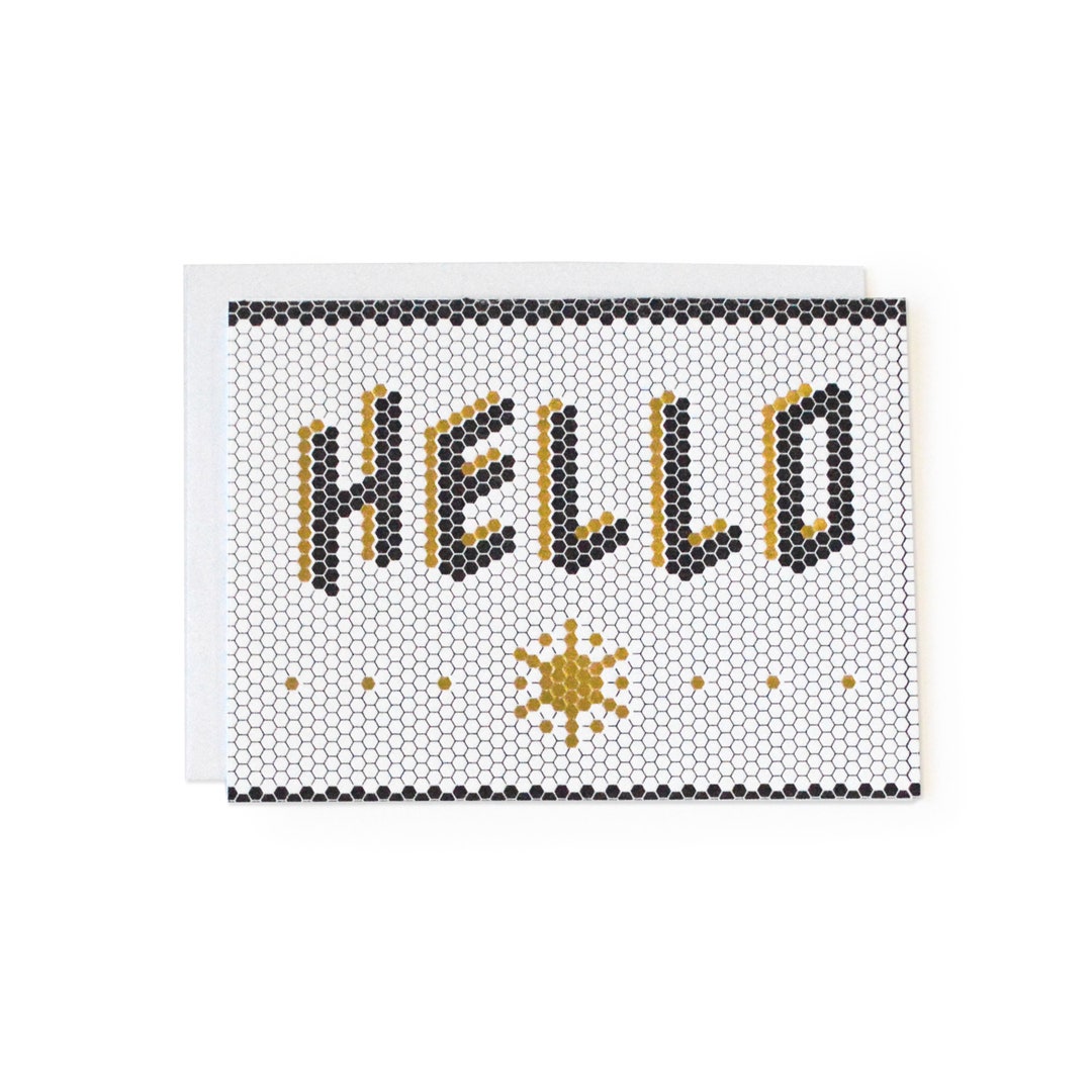 Hello Tile - Letterpress Card - Etsy