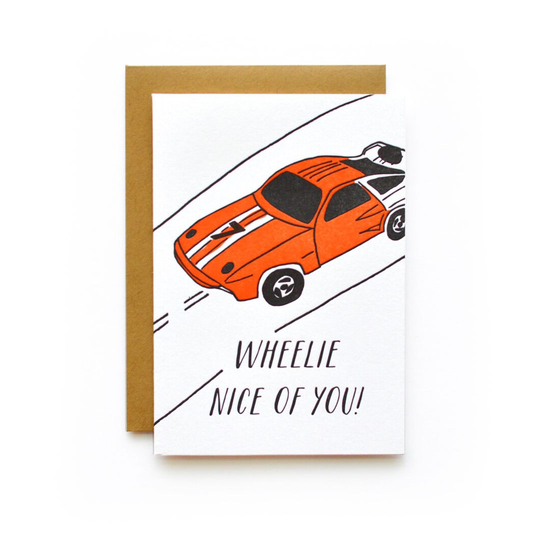 Wheelie Nice - Letterpress Card - Etsy