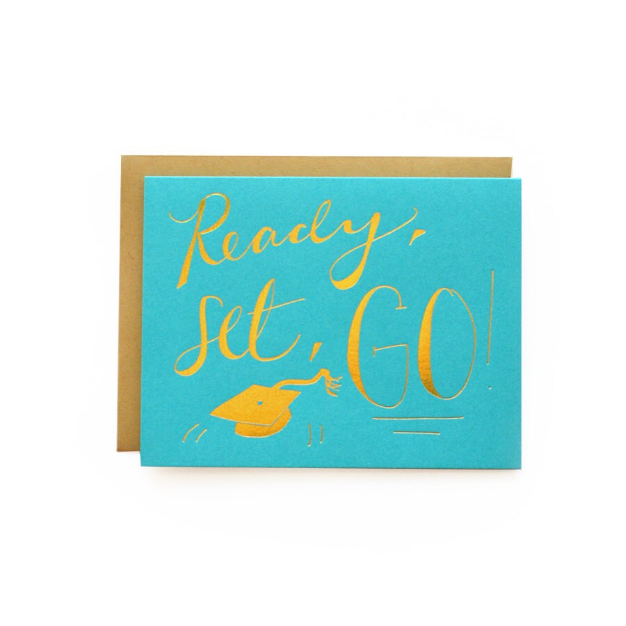 Ready, Set, Go! - Letterpress Card - Etsy