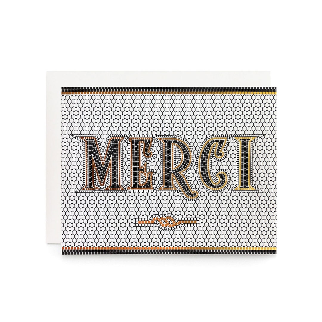 Merci Tile Letterpress Card - Etsy