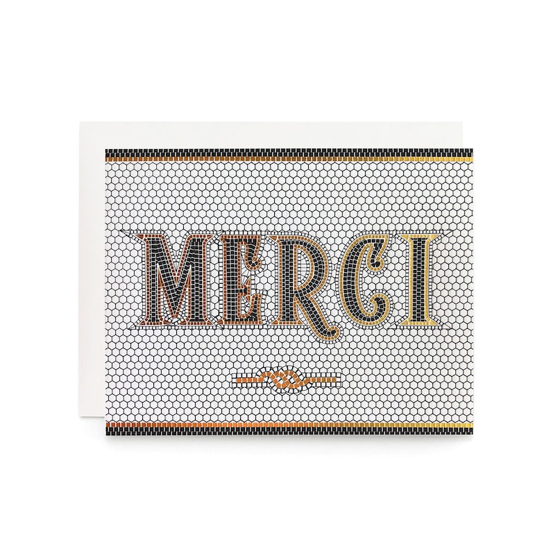 Merci Tile - Letterpress Card - Etsy