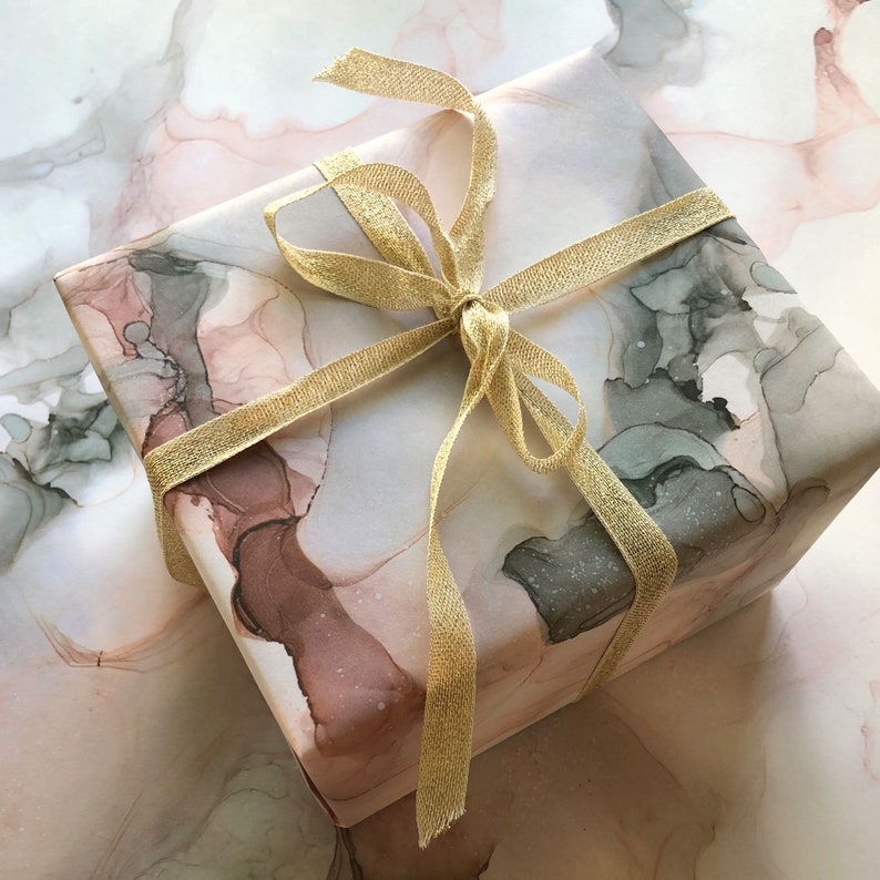 Pink Grey Gift Wrap - 3 Single Sheets - Etsy
