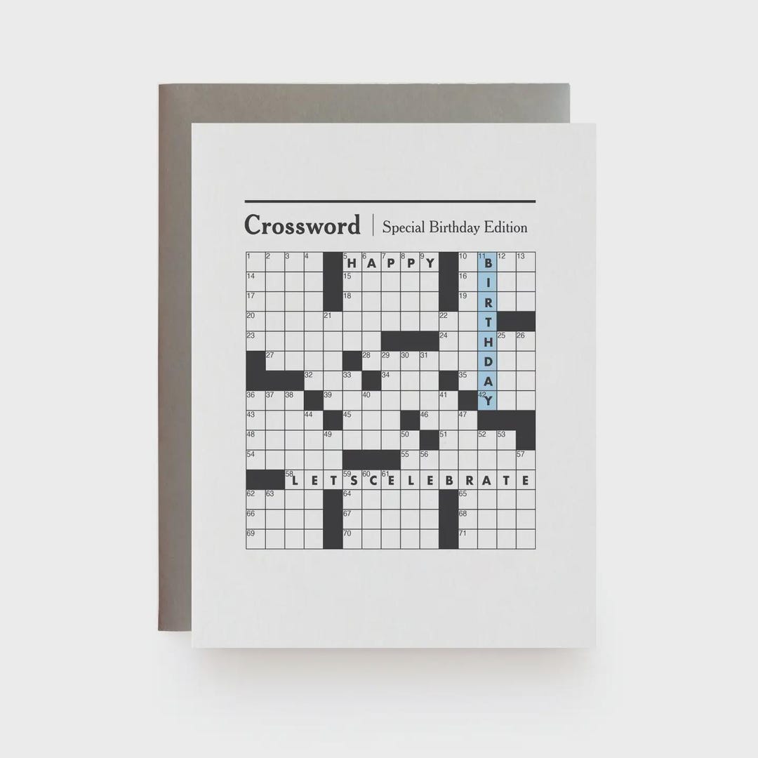 Crossword Birthday Card - Etsy