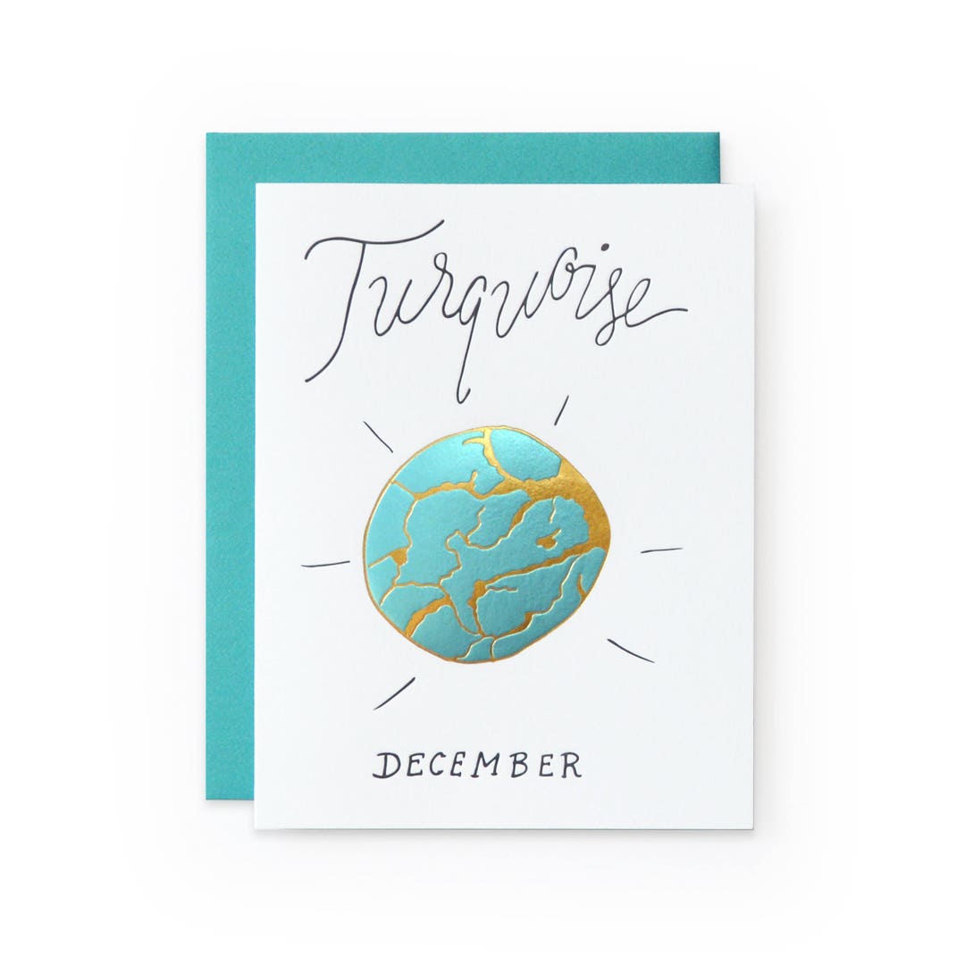 Turquoise/december Letterpress Card - Etsy